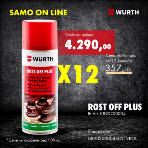 Wurth eShop | Rost off plus, sprej odvijač 400ml, 12kom