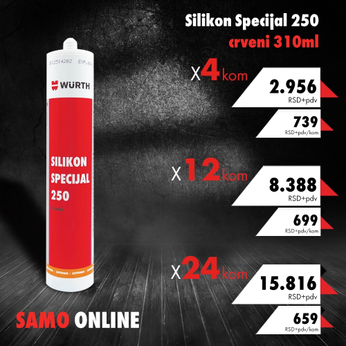 Wurth eShop | Silikon specijal 250 crveni, 310ml
